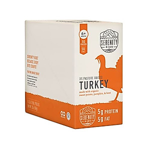 Serenity Kids 6+ Months Baby Food Pouches Puree Made With Ethically Sourced Meats & Organic Veggies | 3.5 Ounce BPA-Free Pouch | Pasture Raised Turkey, Sweet Potato, Pumpkin, Beet | 6 Count