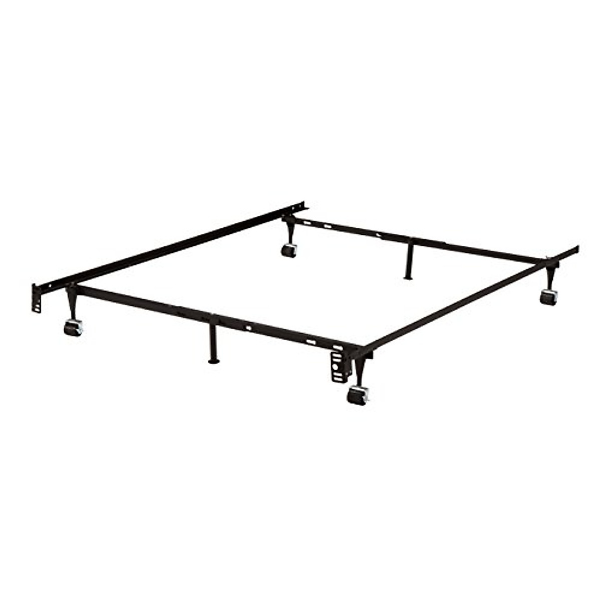 KB Designs - 6-Leg Adjustable Metal Queen, Full, Full XL, Twin, Twin XL, Bed Frame with Rug Rollers & Locking Wheels