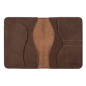 Hide & Drink, Double Passport Cover with Slots for Bills and Keys, Rustic Case, ID Organizer, Full Grain Leather, Handmade Accessories, Bourbon Brown