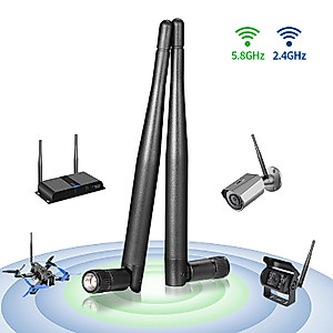 Bingfu Dual Band WiFi Antenna 2.4GHz 5GHz 5.8GHz 3dBi RP-SMA Male Antenna Replacement (2-Pack) for WiFi Router Wireless Network Card USB Adapter Security IP Camera Video Surveillance Monitor