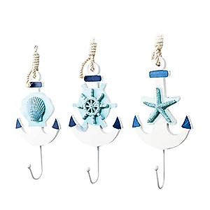 Cabilock 3pcs Mediterranean Ocean Style Wall Hook Coat Hook Clothes Hooks Hanger Wall Hanging Hooks for Home