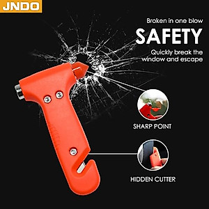 JNDO Electric Car Jack Kit 5 Ton Lifting Range 6.1 to 17.7 Inch Car Jack Hydraulic with Electric Wrench Floor Jack Built-in Inflatable Pump and Led Light Red