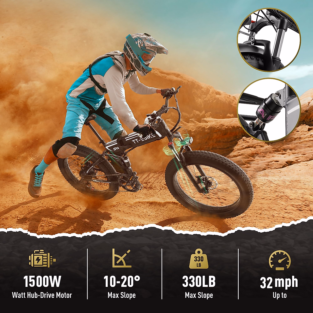 Ebikes for Adults,Dual Motor 3000W Folding Electric Bike 48V23AH Removable Battery, 26x4 inches Fat Tire E Bikes Professional SHIM 7 Speed, Full Suspension bicicleta electrica for All Terrain