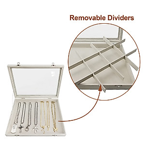 BesyPro 12 Grids Bracelet Organizer Box Ice Velvet Bangles Jewelry Storage Tray with Transparent Lid (Beige)