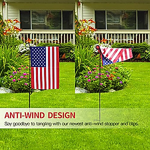 Anley Upgraded Garden Flag Plastic Stopper Stops and Anti-Wind Alligator Clips - Durable & Weather Resistance for 5 Garden Flag Poles Stands - 10 Pieces Set