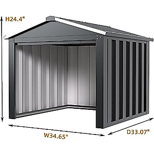 JAORD Metal Outdoor Storage Shed D33.07 x W34.65 x H24.4, Tool Garden Sheds and Tiny Houses for Backyard Garden Patio Lawn, Black&White…