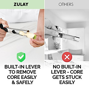 Zulay Kitchen Premium Apple Corer Tool - Ultra Sharp, Stainless Steel, Serrated Blades for Easy Coring - Easy to Use & Clean, Durable Apple Corer Remover for Baking Apples & More - Black