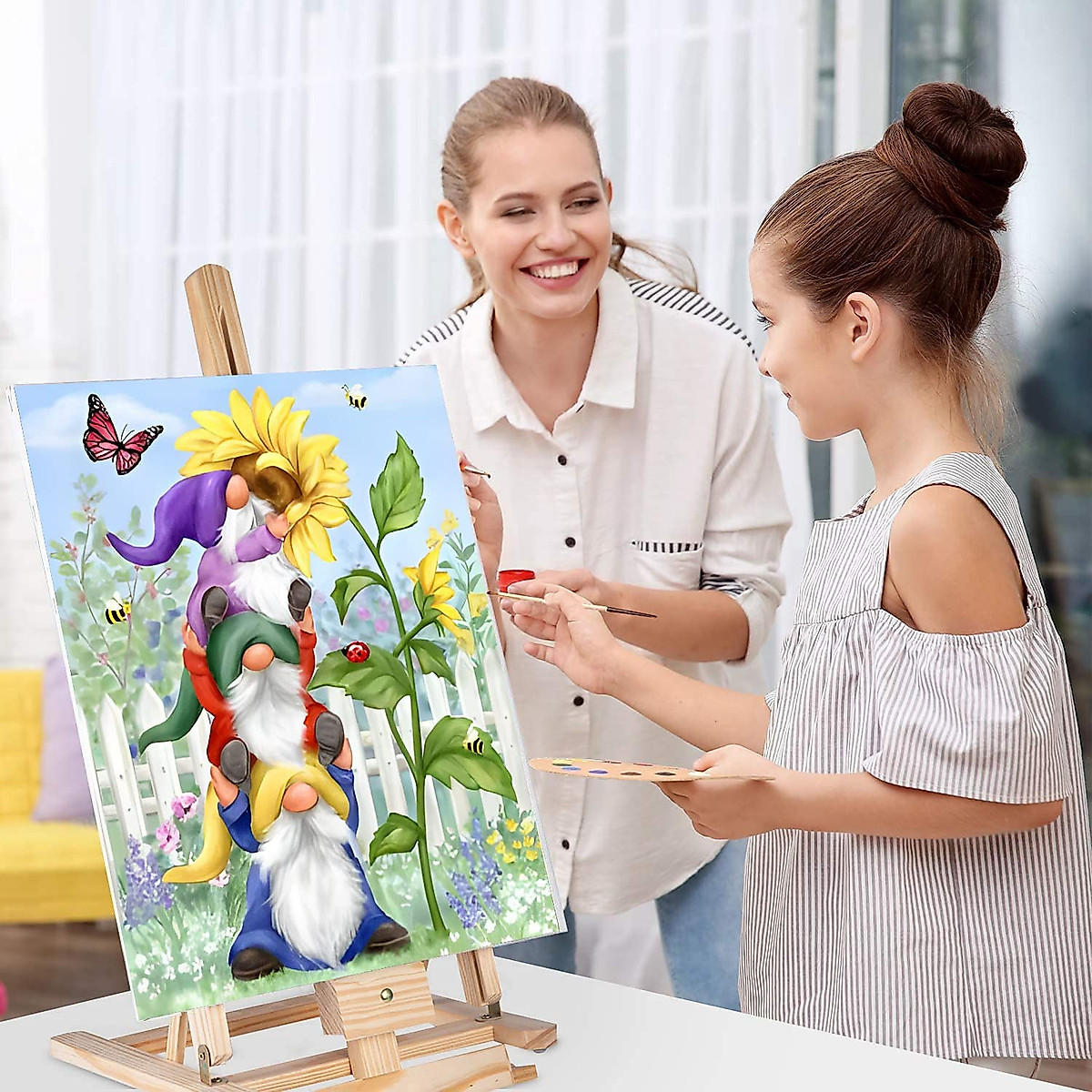 VIGEGU Paint by Numbers for Adults-Gnomes Flower Paint by Numbers Kits,Paint by Numbers for Kids Beginners,Gift Home Wall Decor(12X16inch)