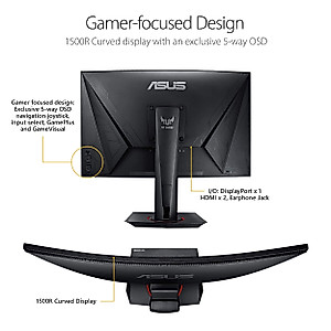 ASUS TUF Gaming VG27VQ 27” Curved Gaming Monitor 165Hz Full HD (1920 X 1080) 1ms Elmb Eye Care DisplayPort HDMI Dual-Link DVI-D (Renewed)