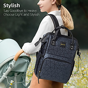 Diaper Bag Backpack, AEVNE Multifunction Travel Back Pack Maternity Baby Changing Bags, Diaper Bag with USB Charging Port Stroller Straps，Large Capacity, PU Waterproof and Stylish, Dark Blue