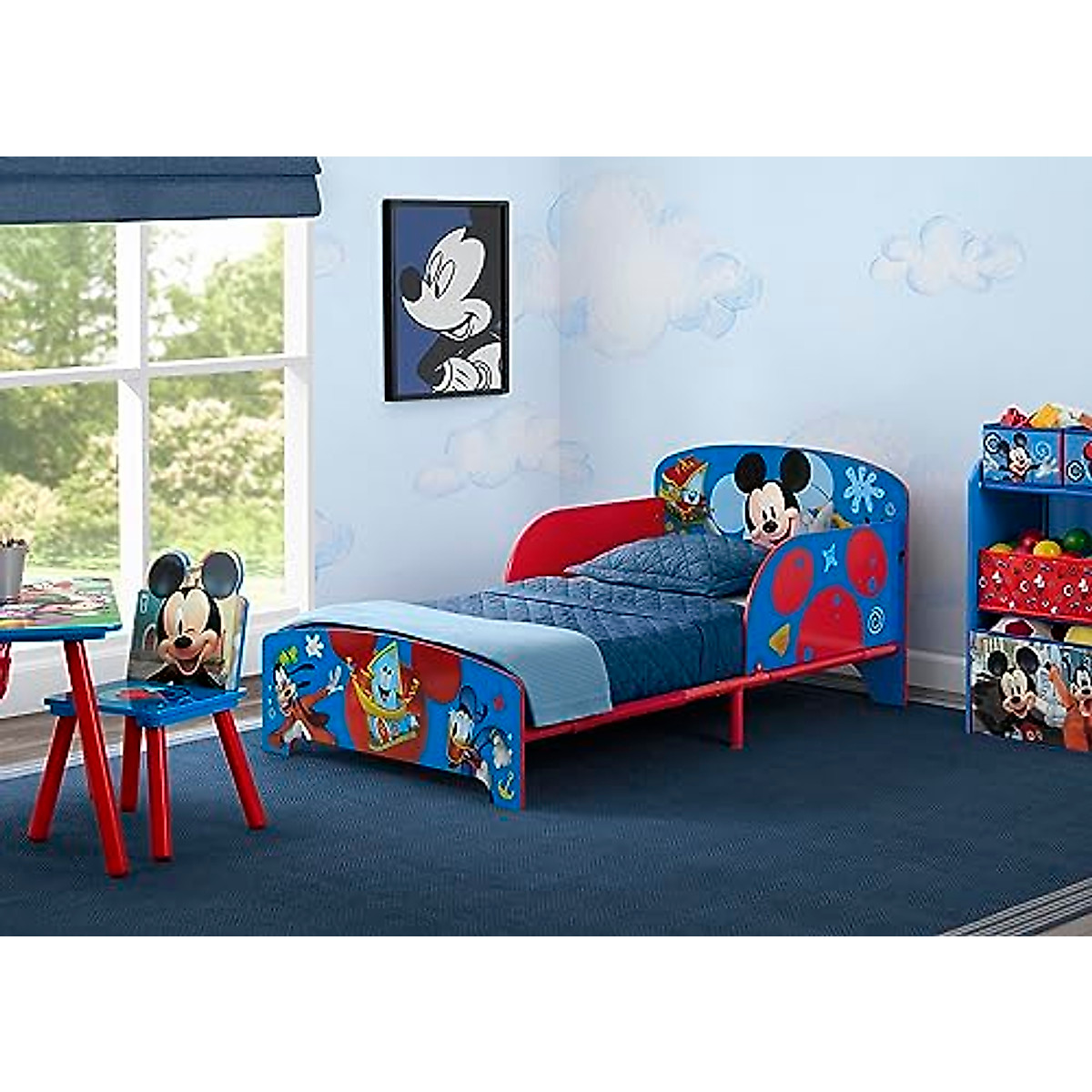 Delta Children Mickey Mouse Wood & Metal Toddler Bed, Blue