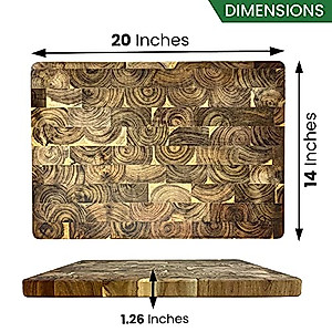 Palm Naki Acacia Wood Cutting Board - Large & Durable Cutting Board, Decorative Cutting Board, 20” x 14” x 1.26”