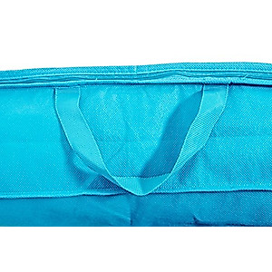 Amelitory Underbed Storage Bag Bedding Container Zippered Comforter Organizer Large Capacity Fabric Lake Blue
