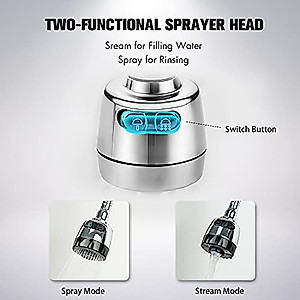 SOLVEX 2 Handle Kitchen Sink Faucet, High Arc 360 Swivel Stainless Steel Pipe 3 Hole Kitchen Faucet, Commercial Modern Chrome Kitchen Sink Faucet with Flexible Spout, SP-80202