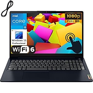 Lenovo IdeaPad 3i 15.6" Touchscreen FHD Business Laptop Computer, Intel Core i5-1155G7 (Beat i7-10710U), 16GB DDR4 RAM, 512GB PCIe SSD, WiFi 6, Bluetooth 5.1, Abyss Blue, Windows 11 Pro, SSROTH Cable