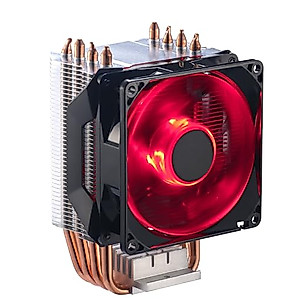 Amazon Basics Computer Cooling Fan with Cooler Master Technology, CPU Air Cooler, 4 Heat Pipes, RGB LED PWM, ‎4.02 X 3.28 X 4.96 Inch, Aluminum Fins