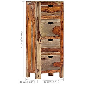 vidaXL Solid Sheesham Wood Drawer Cabinet Rustic Sturdy 4 Compartments Compact Practical Polished Home Furniture Highboard