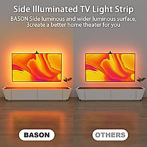 BASON LIGHTING LED TV Backlights with Camera,Side Illumination TV Lights Kit with Daul Control Modes,12.4ft Color Changing Rope Lights for 55-65 inch TV, Music Sync for Gaming Bedroom HDTV Mood Light.