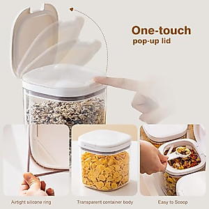 LivLab Mker Airtight Food Storage Containers, BPA Free Plastic Cereal Containers with Lid for Kitchen Pantry Organization, 2.3L / 2 Qt Cereal Dispenser for Grain, Rice, Snacks and Candy,White