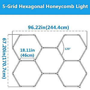 DHXYHQY Hexagon Led Garage Lights, 5 Grid Ultrabright Led Garage Light Car Detailing Ceiling Light, 168W 6500K Hexagon Honeycomb Shop Lights for Warehouse Workshop Gym Basement Office
