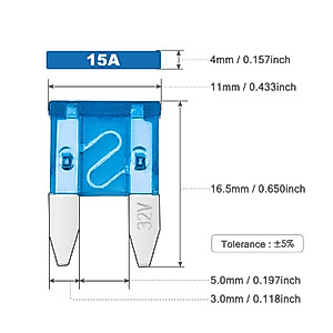 Chanzon UL Listed 15A Mini Blade Fuse ATM/APM 10Pcs 15 Amp 32V Auto Fuses Fast Blow for Automotive Car RV Truck SUV