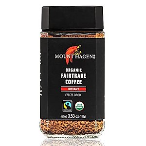 Mount Hagen 3.53oz Organic Freeze Dried Instant Coffee | Eco-friendly, Fair-Trade Coffee Made From Organic Medium Roast Arabica Beans [3.53oz Jar]