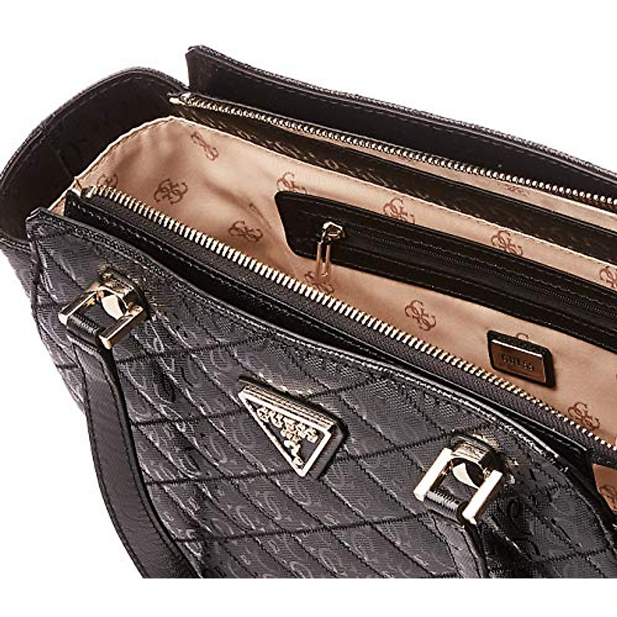 GUESS Women's Astrid Quilted Logo Tote Bag Handbag - Black