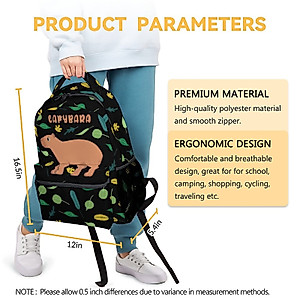 CUSPCOD Capybara Backpack for Girls Boys, 16 Inch School Bookbag with Adjustable Straps, Travel Bag Durable, Lightweight, Large Capacity