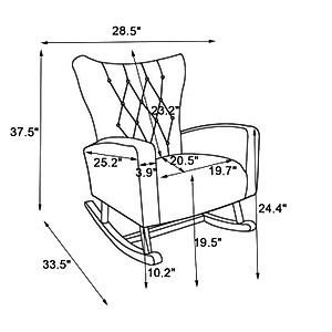 OUYESSIR Rocking Chair Nursery, Upholstered High-Back Glider Chair, Comfortable Rocker Fabric Padded Seat, Modern Leisure Single Accent Arm Chair for Living Room, Hotel, Bedroom (Beige)