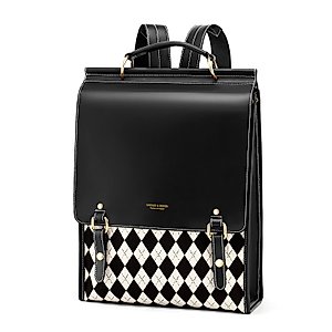 Cnoles Leather Backpack Purse For Women Fashion Ladies Vintage Bag Casual College Travel Backpacks Large bags Black