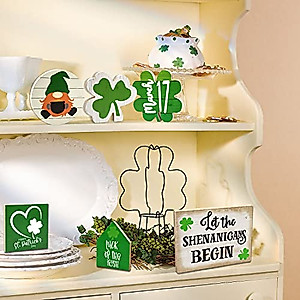 11 Pieces St. Patrick's Day Tiered Tray Decor Shamrock Wooden Signs St. Patrick's Day Freestanding Table Decorations for St. Patrick's Day Table Home Kitchen Bar Decoration Party Decorations