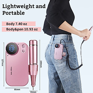 Portable Nail Drill Kit,35000RPM Electric Nail Drill Machine E File with Bits and Sanding Bands for Acrylic Gel Nails Polishing,Professional 4500mAh Rechargeable Nail Drill for Manicure Salon Home