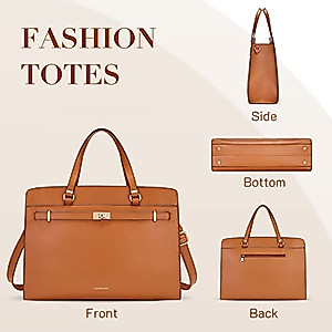 Missnine Laptop Bag for Women 15.6 inch PU Leather Work Tote Bag Large Computer Briefcase Business Office Handbag