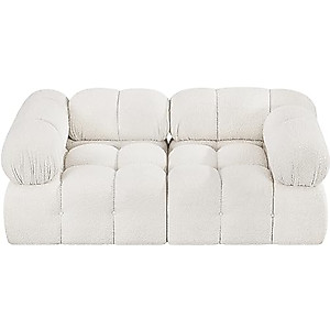 Meridian Furniture 611Cream-S68A Ames Collection Modern | Contemporary Modular Sofa with Rich Cream Boucle Fabric, Modular to Create Infinite Configurations, 68" W x 34" D x 28" H, Cream