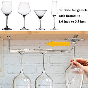 Junvaia 3 Pack Wine Glass Rack, Under Cabinet Wine Glass Holder, 10.6" Stemware Rack Hanging Wine Rack Anti-rust Chrome Plating Metal Organizer Glasses Storage for Bar Kitchen Wine Rack Under Cabinet
