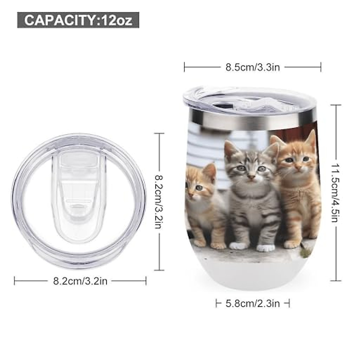 WYUSPGK 304 Stainless Steel Insulated Cup, Kittens Family Cats Print Smooth Rim, Durable & Reusable - Perfect for Office, Home, And Travel