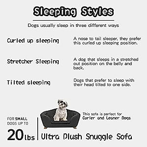 SHAVI Pet Sofa Dog Couch for Small Pet Dog and Cats, Low Back Lounging Bed with Velvet Modern Cat Couch Easy-to-Clean(Deep Grey)