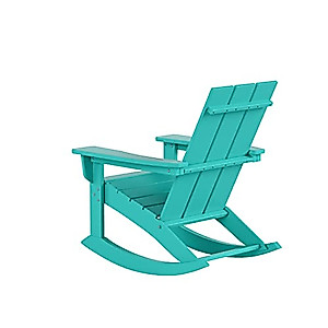WO Home Furniture Adirondack Rocking Chair Set of 2 PCS Patio All-Weather and UV Protection for Any Outdoor Spaces (Turquoise)