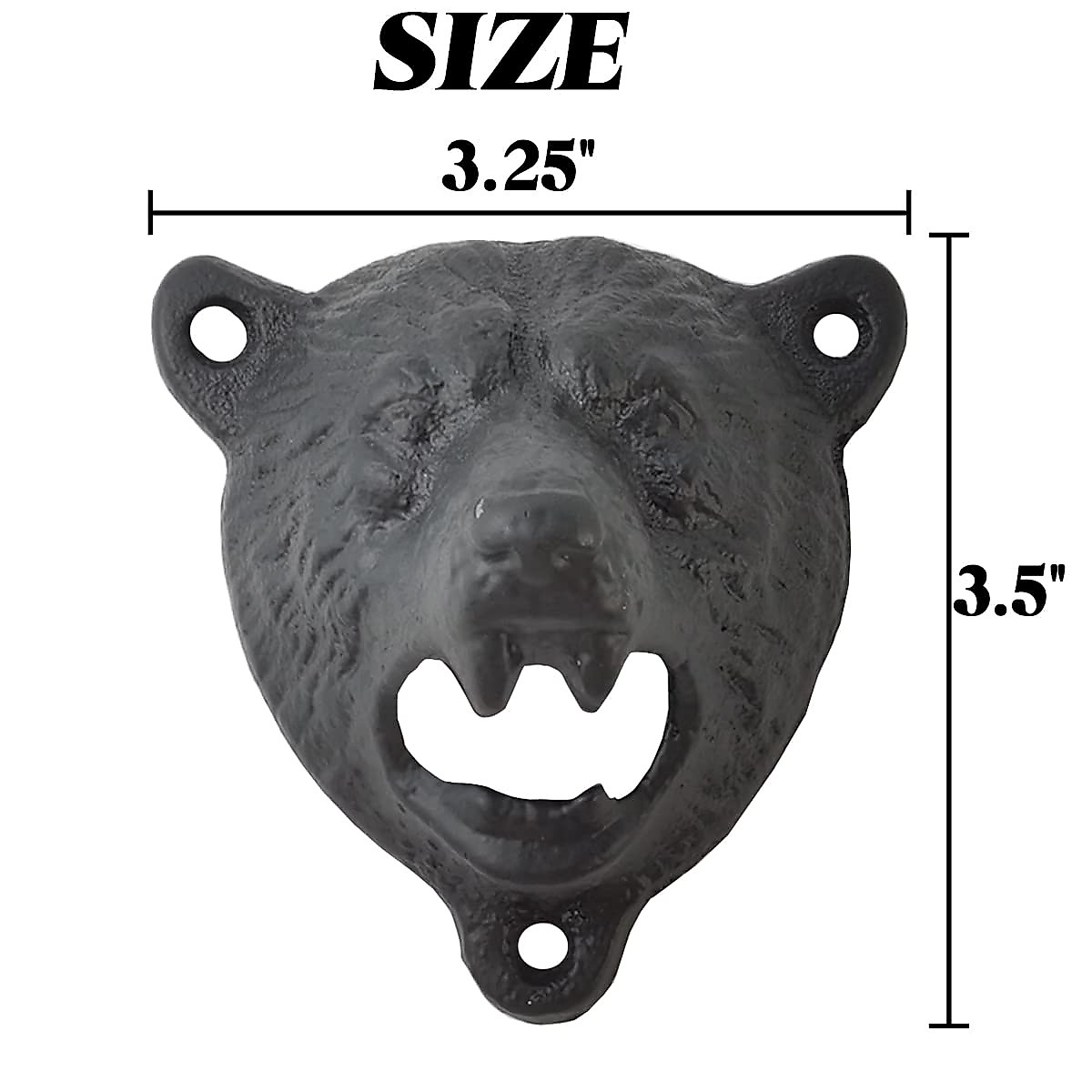 NSBELL 3PCS Cast Iron Bottle Opener Bear Vintage Wall Mount Grizzly Bite Bottle Opener