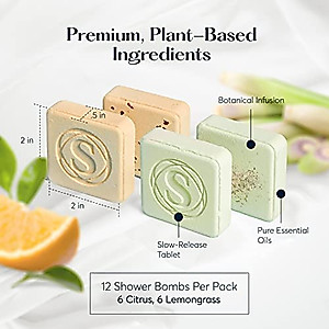 Sutera 12 Pack Natural Shower Steamers for Women and Men - Gift of Slow Dissolving Bath Bombs Brings Real Aromatherapy Spa Experience by Premium Essential Oils (Energize Invigorate Set)