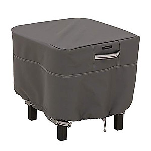 Classic Accessories Ravenna Water-Resistant 21 Inch Square Patio Ottoman/Table Cover, Outdoor Table Cover, Dark Taupe