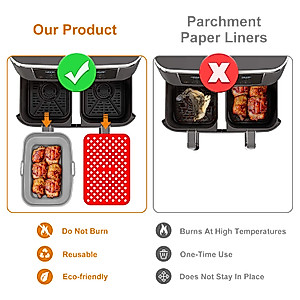 2pcs Air Fryer Silicone Liners Pot with 2pcs Air Fryer Mats & 2pcs Brush for Ninja Food Dualzone DZ401 DZ201 Air Fryer