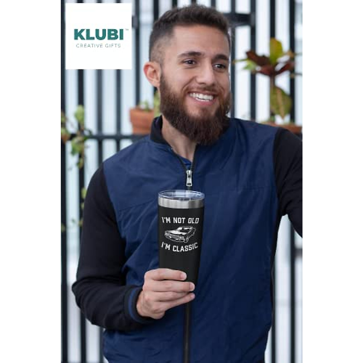 KLUBI Birthday Gifts for Men - 20oz Tumbler Mug - Funny Gift Idea for Husband, Grandpa, Dad, Father, Him, From Daughter, Son, 30th, 40th, 50th, 60th, 70th, 80th