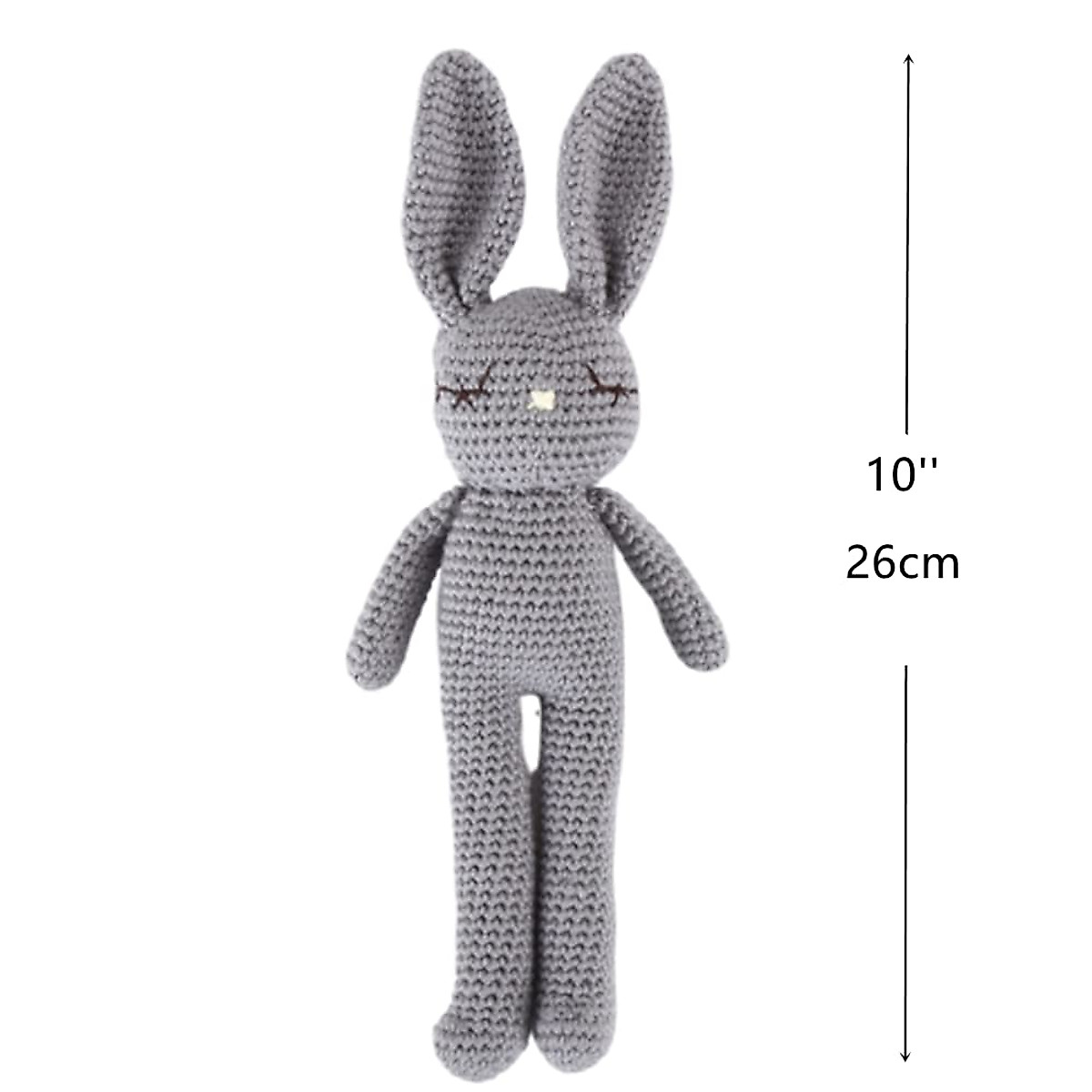 Moni's Choice Easter Baby Stuffed Animal Bunny Rabbit Handmade Plush Easter Stuffed Animal Knitted Doll Baby Sleep Toy Newborn Gift Handmade(Grey)