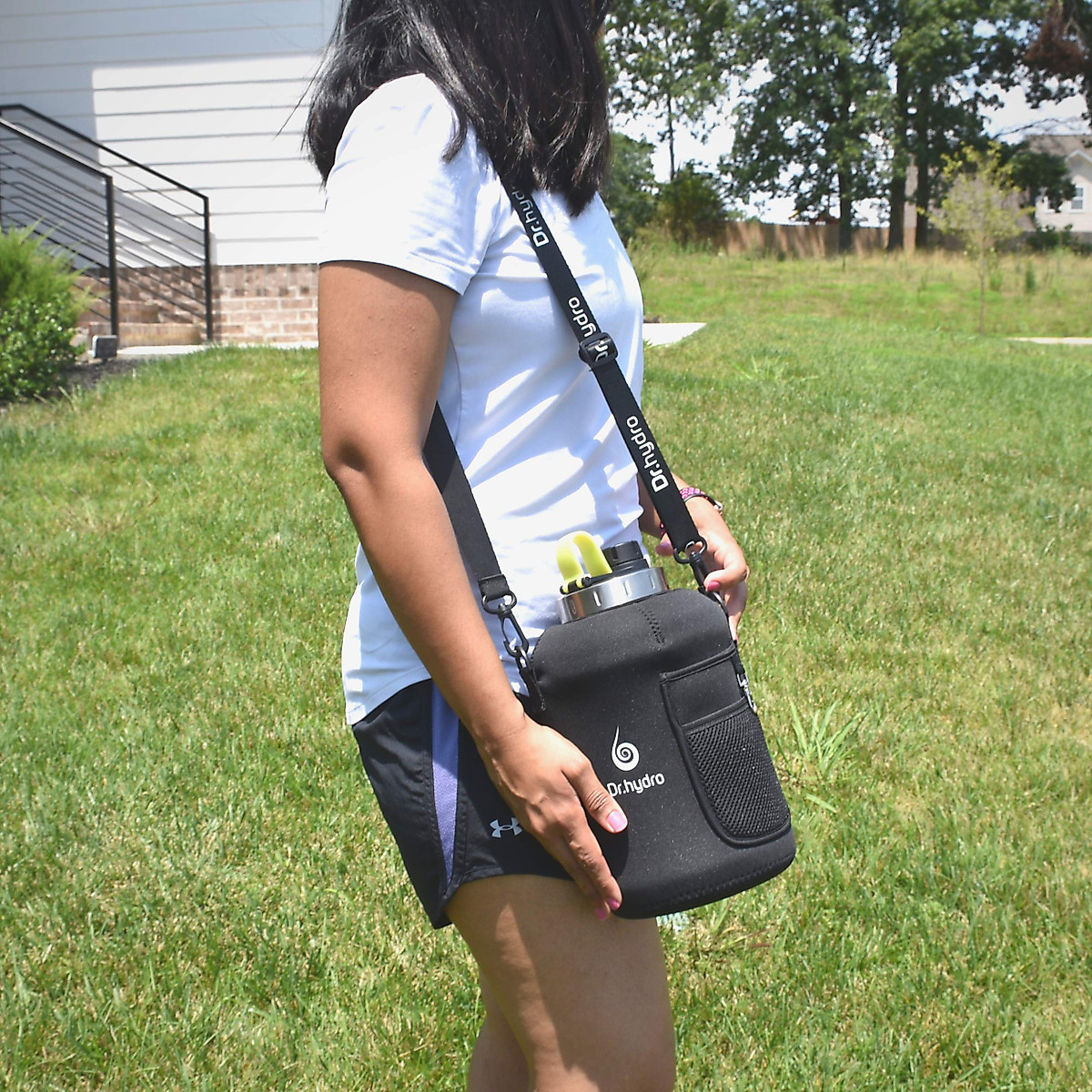 DR.HYDRO 3.2L Gallon Water Bottle with Insulated Storage Sleeve with Straw and Silicon Handle- BPA Free Large 100 oz water jug with Straw, reusable gallon jug perfect for Gym (Red Black)