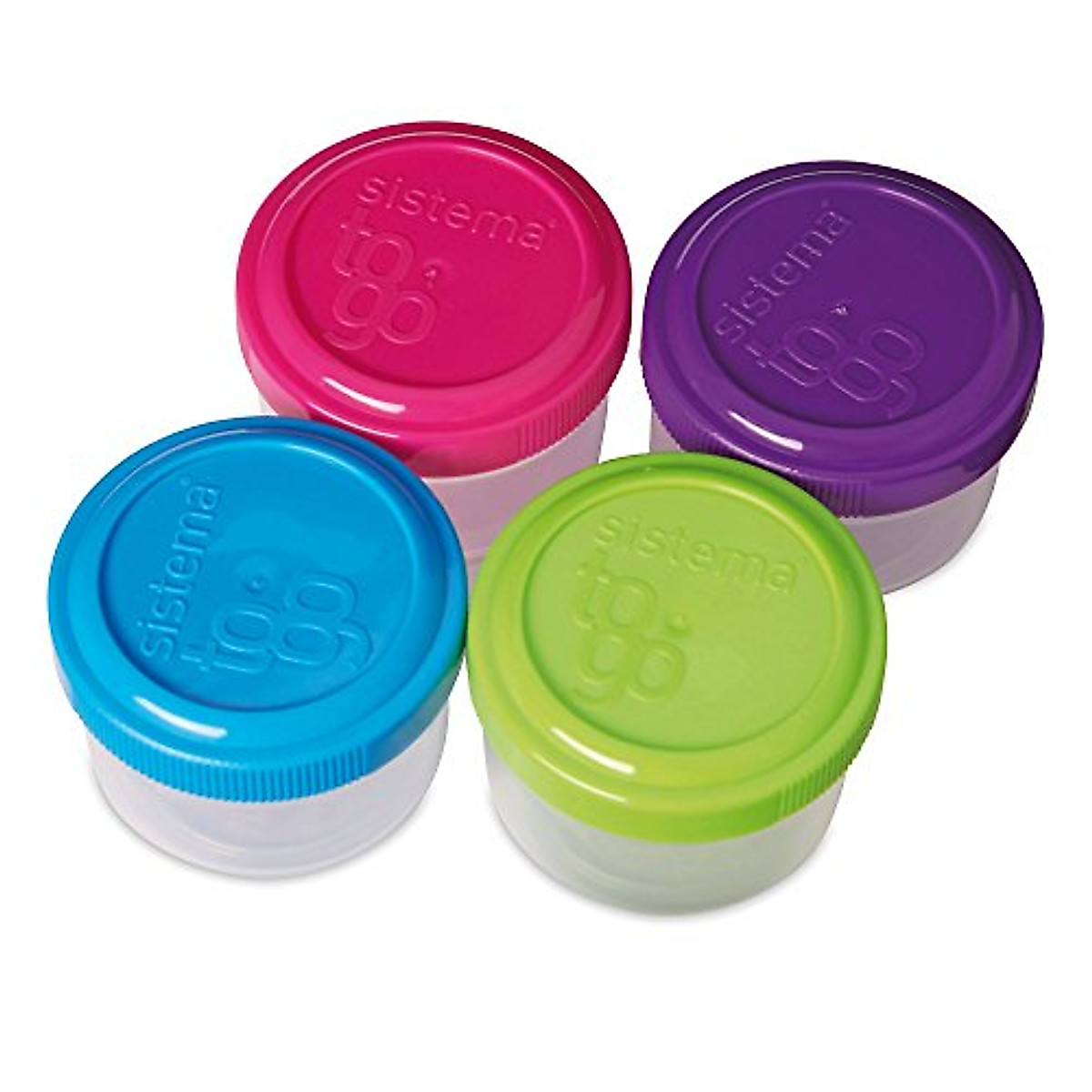 Sistema To Go Collection 1.18 Oz. Salad Dressing Containers, Pink/Green/Blue/Purple, 4 Pack, BPA Free, Reusable & Food Storage Container, 4.6 Cup