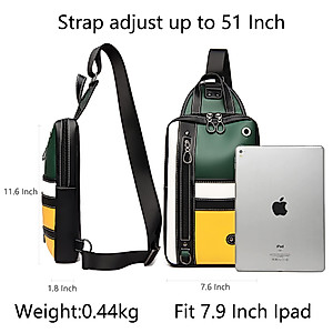 Sling Crossbody Bag for Men Faux Leather Shoulder Sling Chest Backpack Bag (Green)