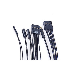 LM YN Motherboard Extension Cable Set 22AWG Silver Plating Cord Gold-Plated Plug Six Kinds POWE LED HDD LED Power SW Reset SW HD Audio Front USB Extension Cable Length 11 inches Compatible with PC