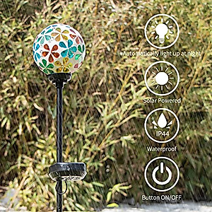 VCUTEKA Solar Garden Lights - Mosaic Solar Lights Outdoor Decor Pathway Light Waterpoof LED Stake Light for Landscape Lawn Patio Yard Decoration (Multicolor) 1 Pack