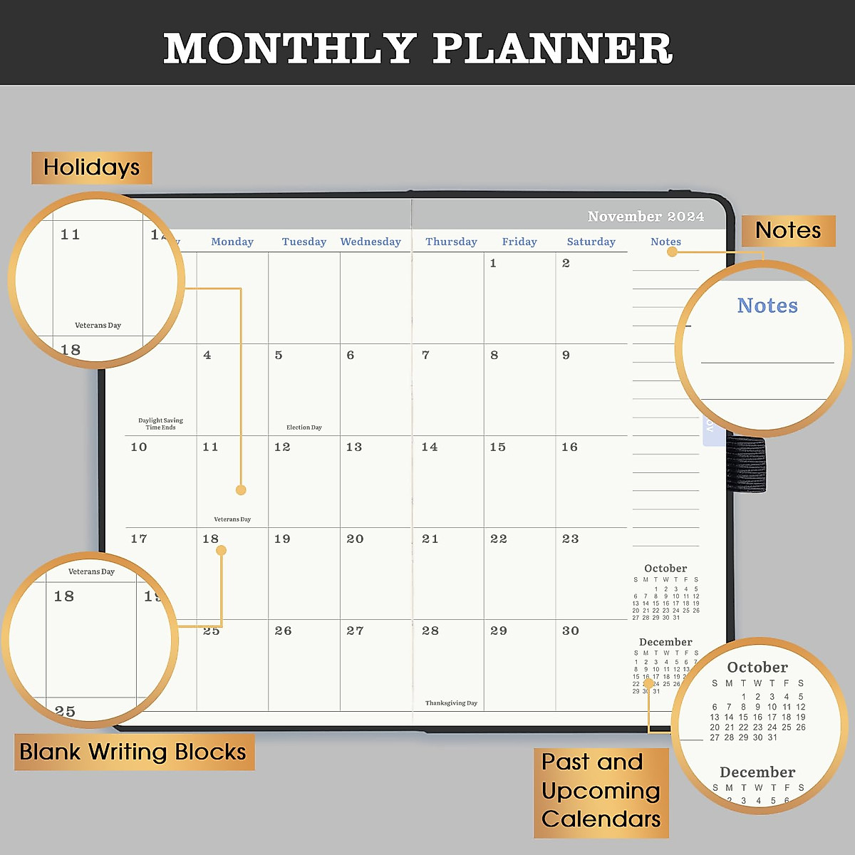 2024 Pocket Planner/Calendar - Pocket Planner 2024, JAN 2024 - DEC 2024, Pocket Calendar 2024 for Purse, 6.3'' × 3.8'', Elastic Bound, Bookmark, Inner Pocket, Agenda Planner with Pen Holder